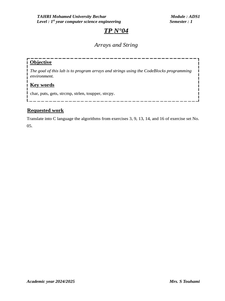Fiche - TP 4 | PDF | Teaching Methods & Materials