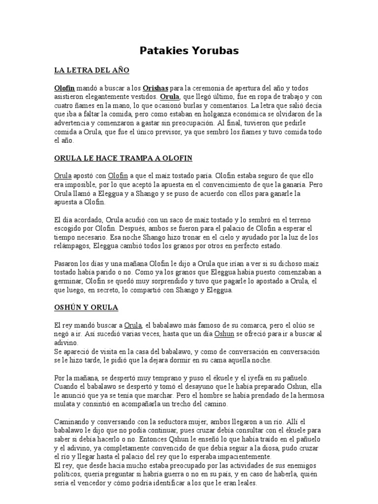 Patakies Yorubas Pdf Religión étnica Santeria