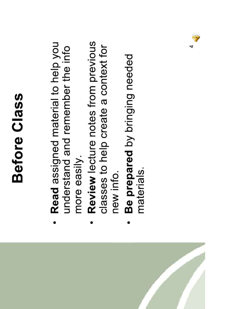 Important Things To Do Before Class | PDF