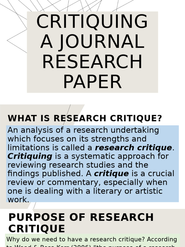 Critiquing A Journal Research Paper.q2.ppt6 | PDF | Qualitative ...