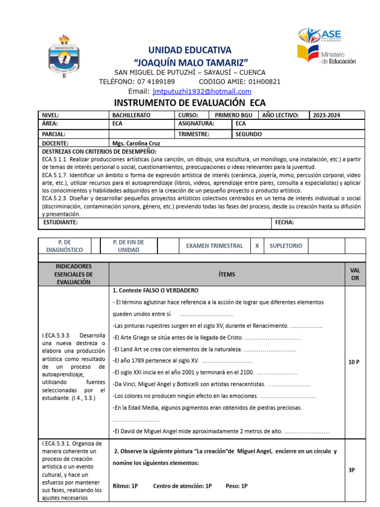 1ro Eca Bgu Ev Seg Trim | PDF