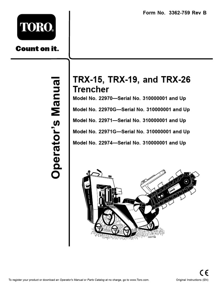 Toro trx15 Trencher Manual | PDF | Gasoline | Nut (Hardware)