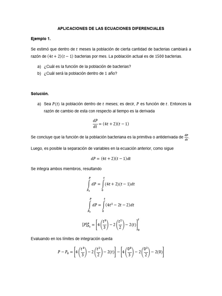 Aplicaciones de Las Ecuaciones Diferenciales | PDF | Ecuaciones | Integral