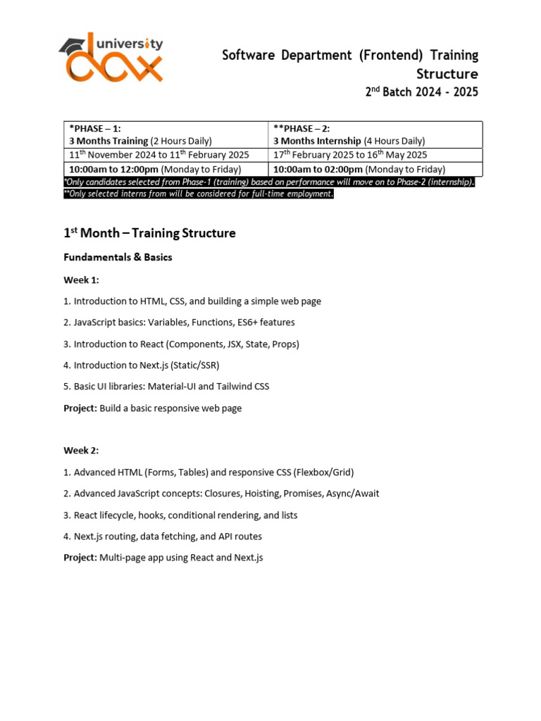 Frontend Training Program 2024-2025 | PDF | Software Engineering | Computing