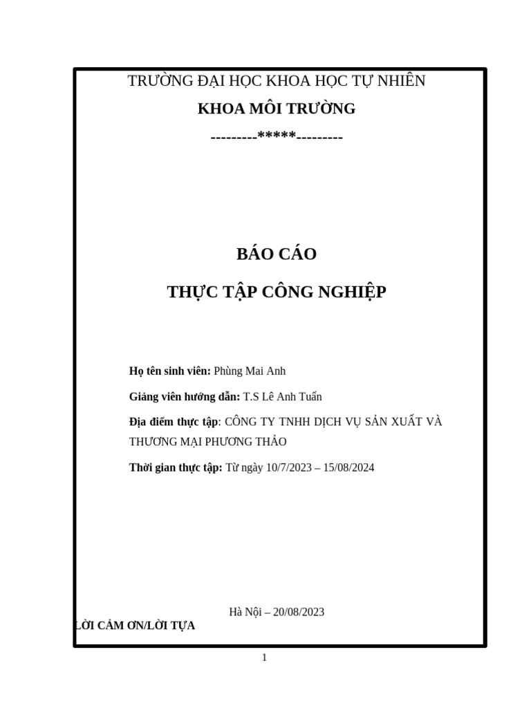 Bao Cao Thuc Tap Cong Nghiep | PDF