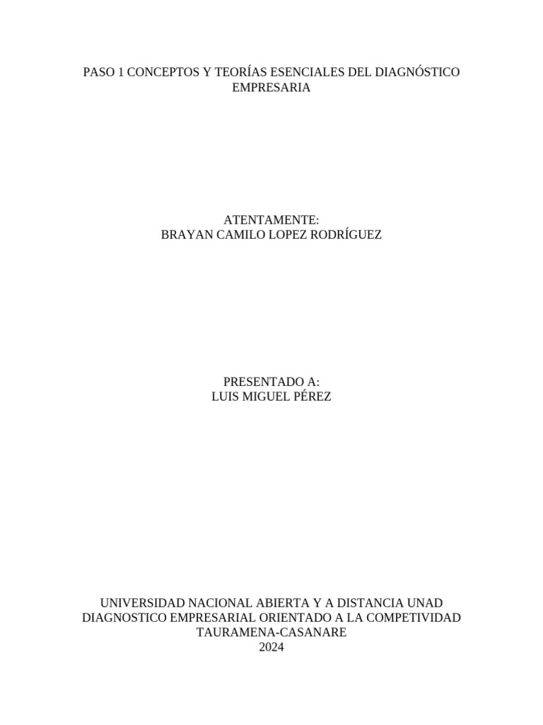 Paso 1 Conceptos Y Teorías Esenciales Del Diagnóstico Pdf Análisis