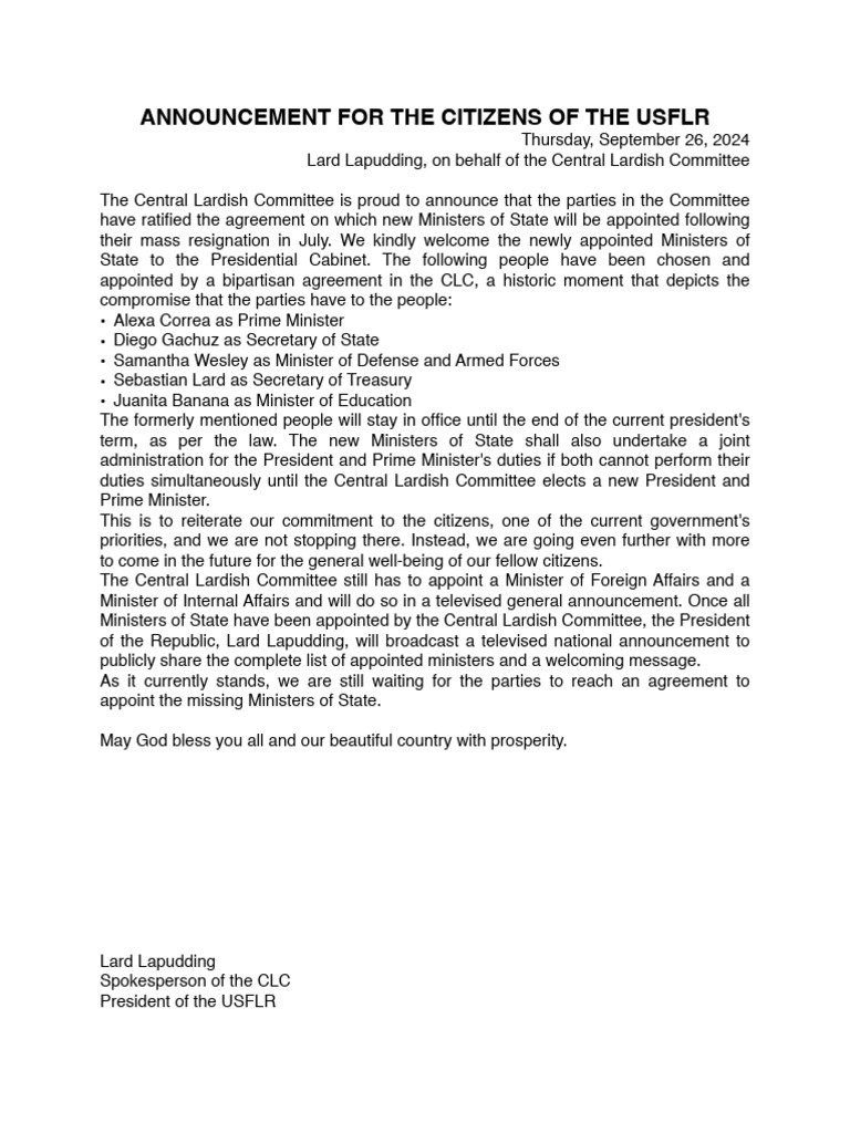 General Announcement Lardish Republic Appointment 2025 | PDF