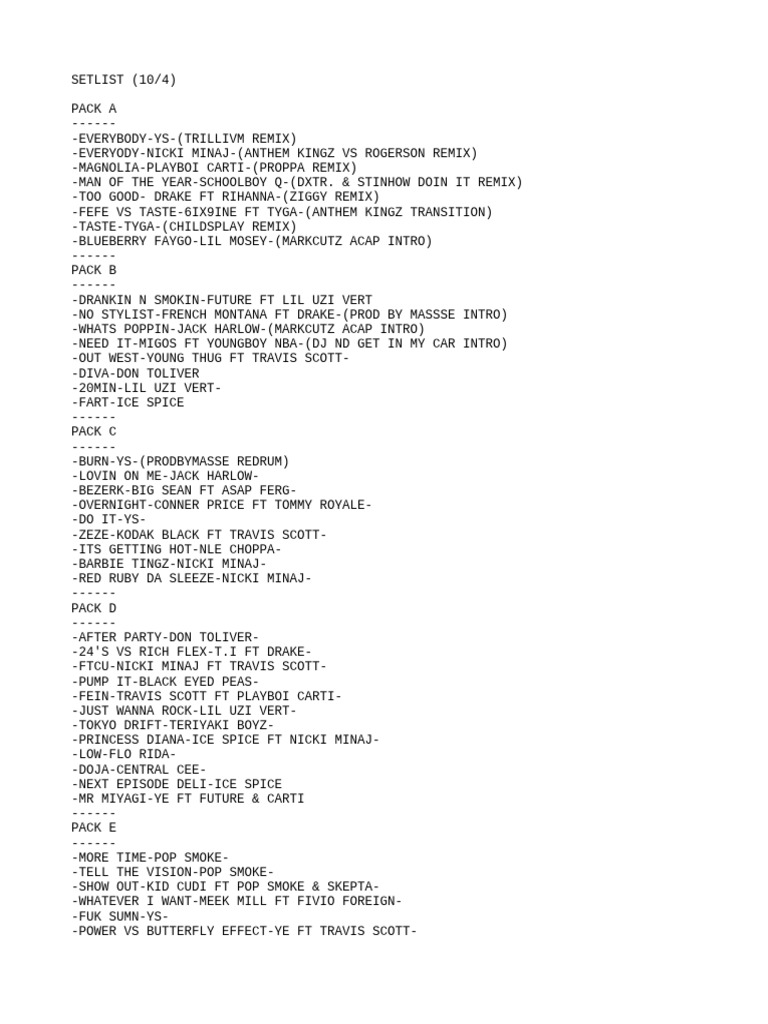 Setlist | PDF