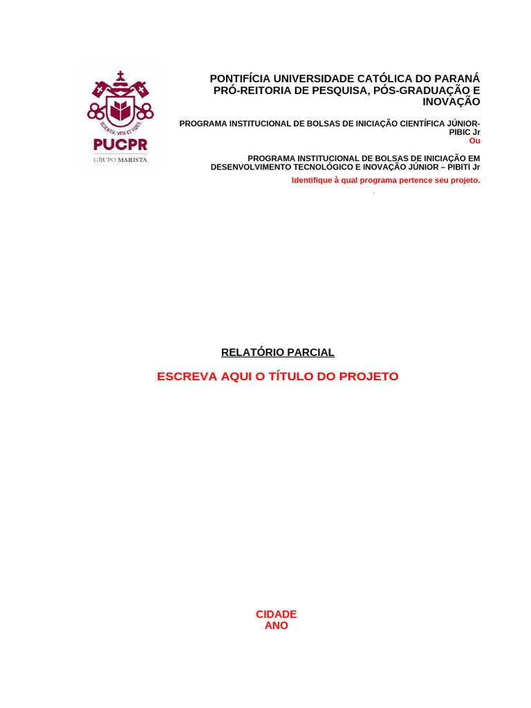 Relatório Parcial PIBIC/PIBITI Jr | PDF | Science