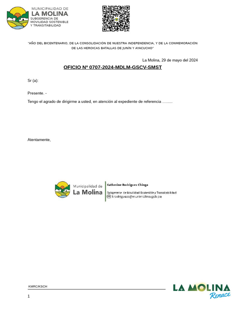 Oficio #0707-2024-MDLM-GSCV-SMST | PDF
