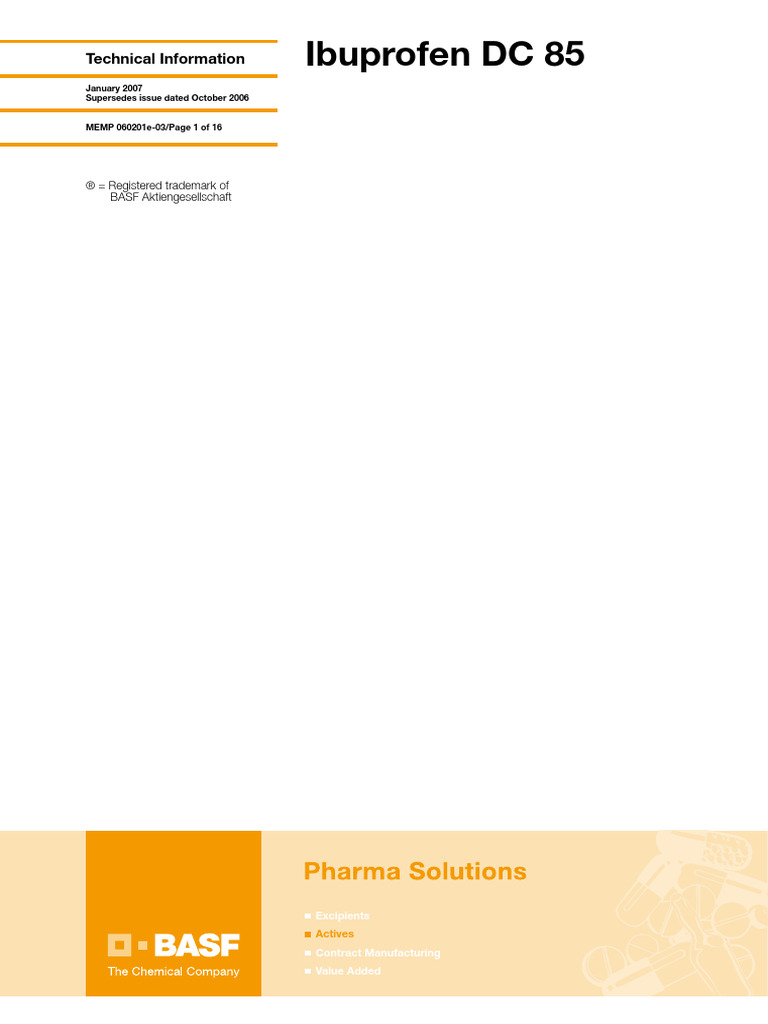 CoAs... Ibuprofeno DC 85. TDS (BASF) | PDF | Nonsteroidal Anti Inflammatory Drug | Drugs