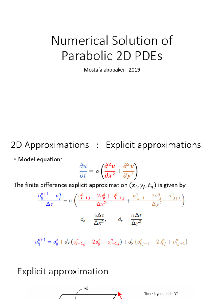 Numerical Solutions for 2D Parabolic PDEs | PDF