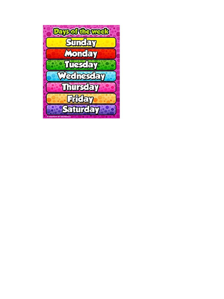 Days of The Week Written | PDF
