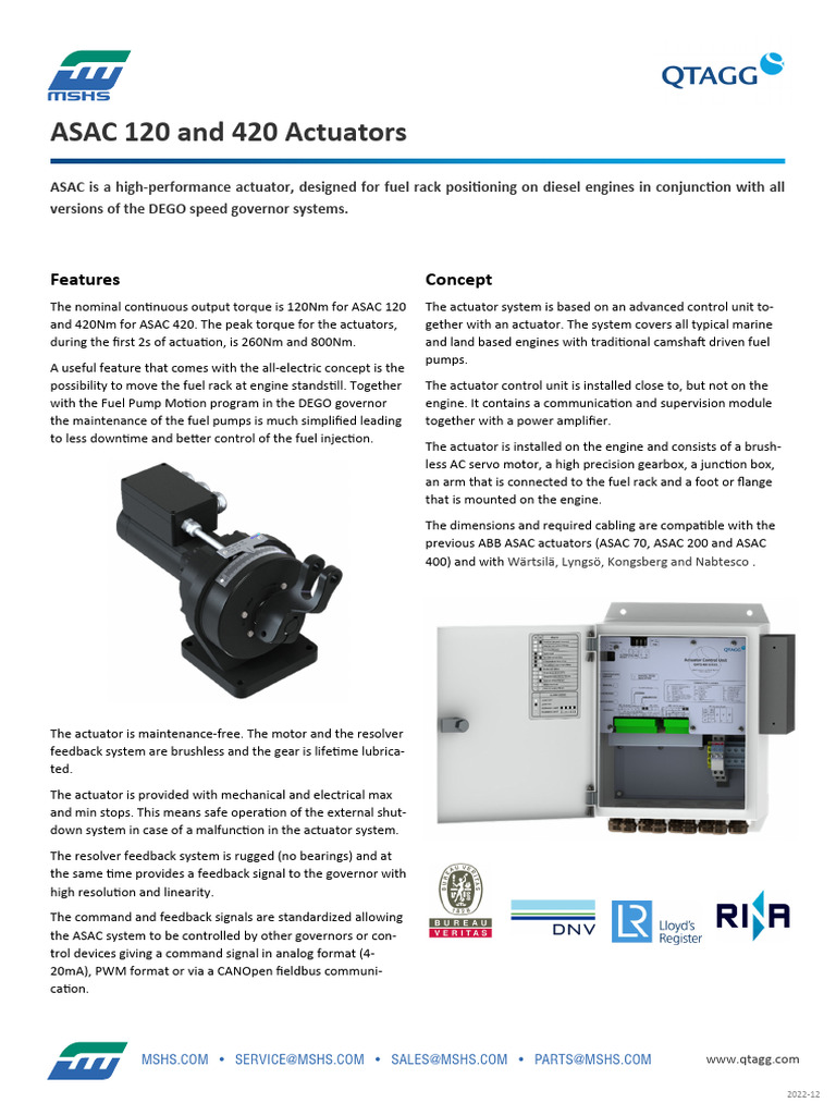 ASAC 120 & 420 Actuator Overview | PDF | Actuator | Engines