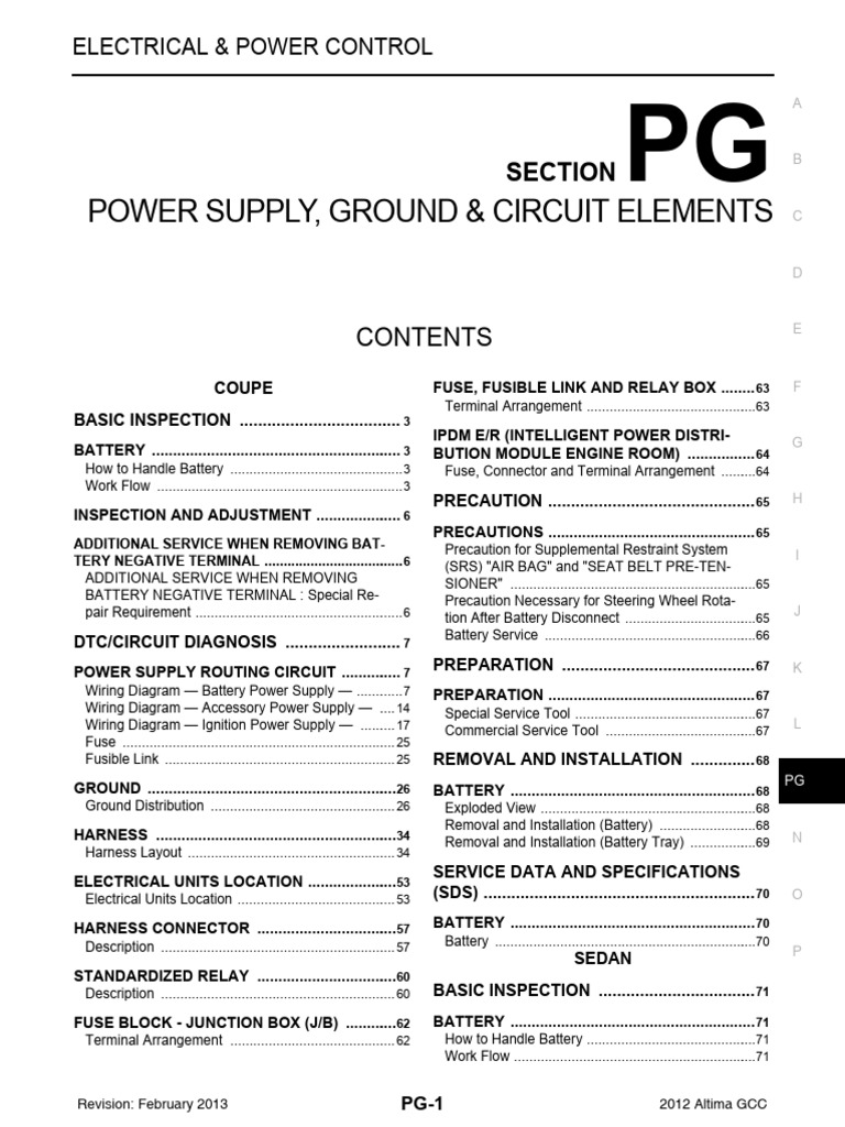 2012 Nissan Altima Electrical Diagrams | PDF | Fuse (Electrical ...