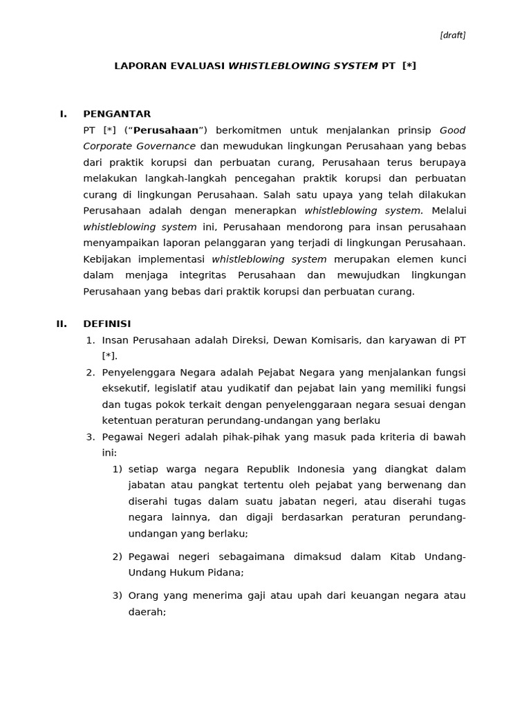 Evaluasi Sistem Whistleblowing PT [*] | PDF