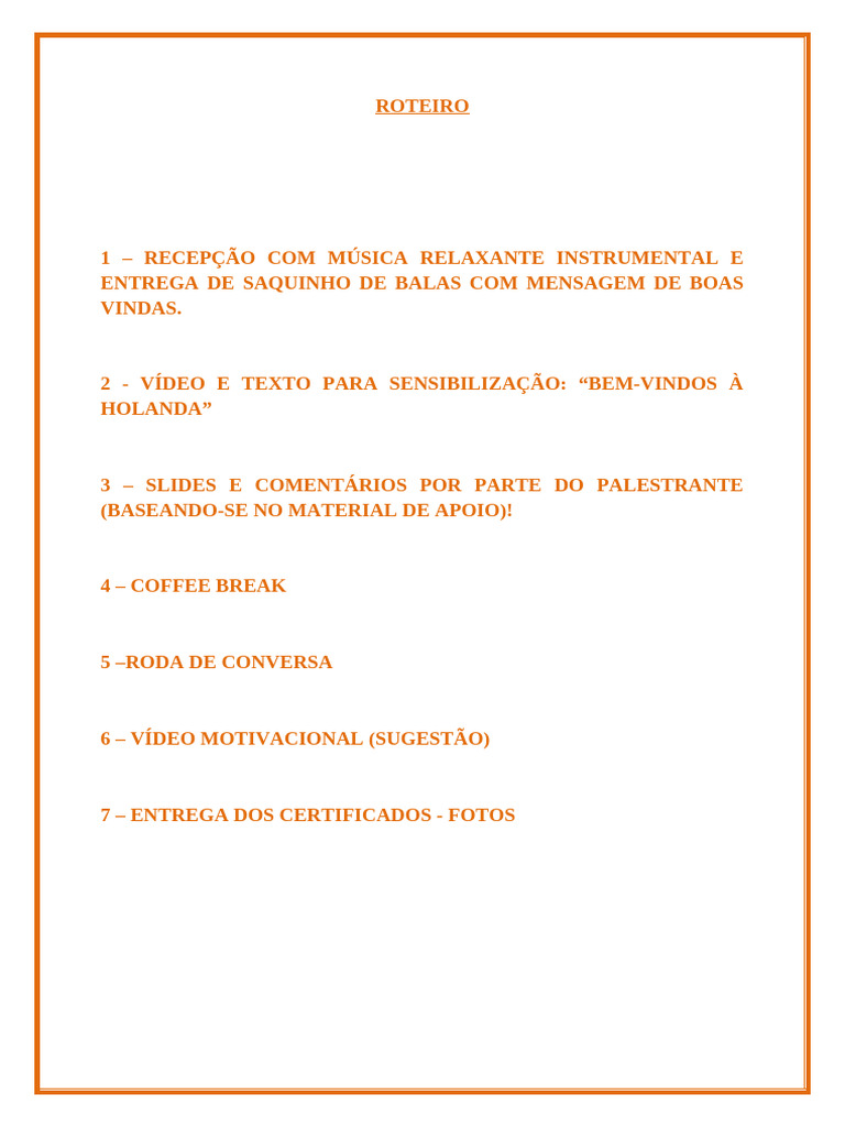 Roteiro Da Palestra | PDF