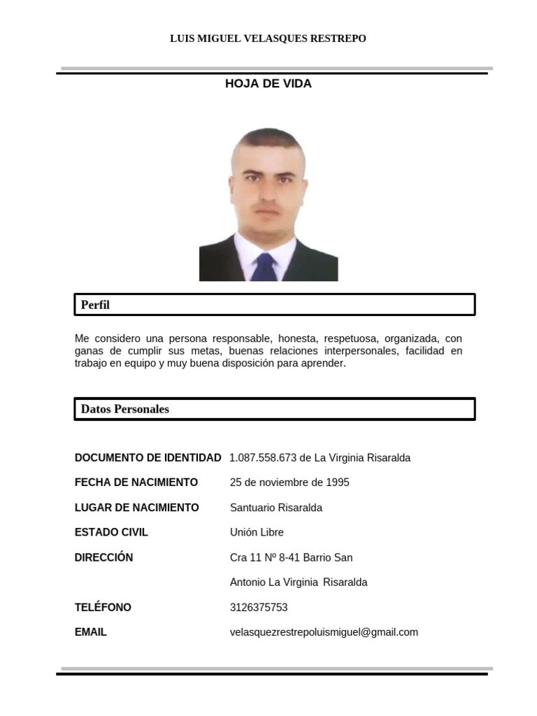 HV Luis Miguel Velasquez Restrepo-1 | PDF