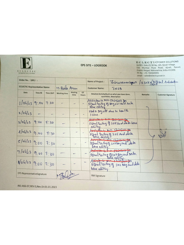 LOGBOOK - JUNE - MONTH - Bala Arun (1) - 2 | PDF