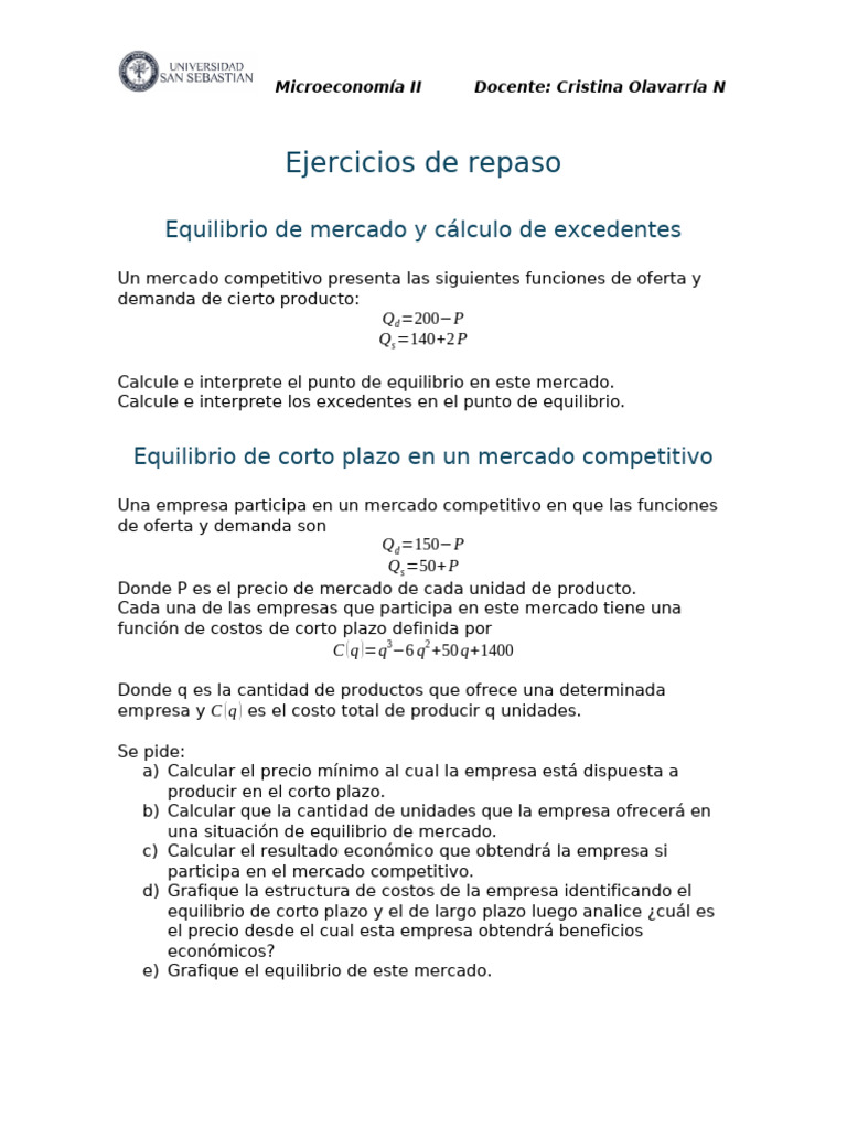 Ejercicio de Repaso Clase 1 | PDF | Métodos y materiales de enseñanza