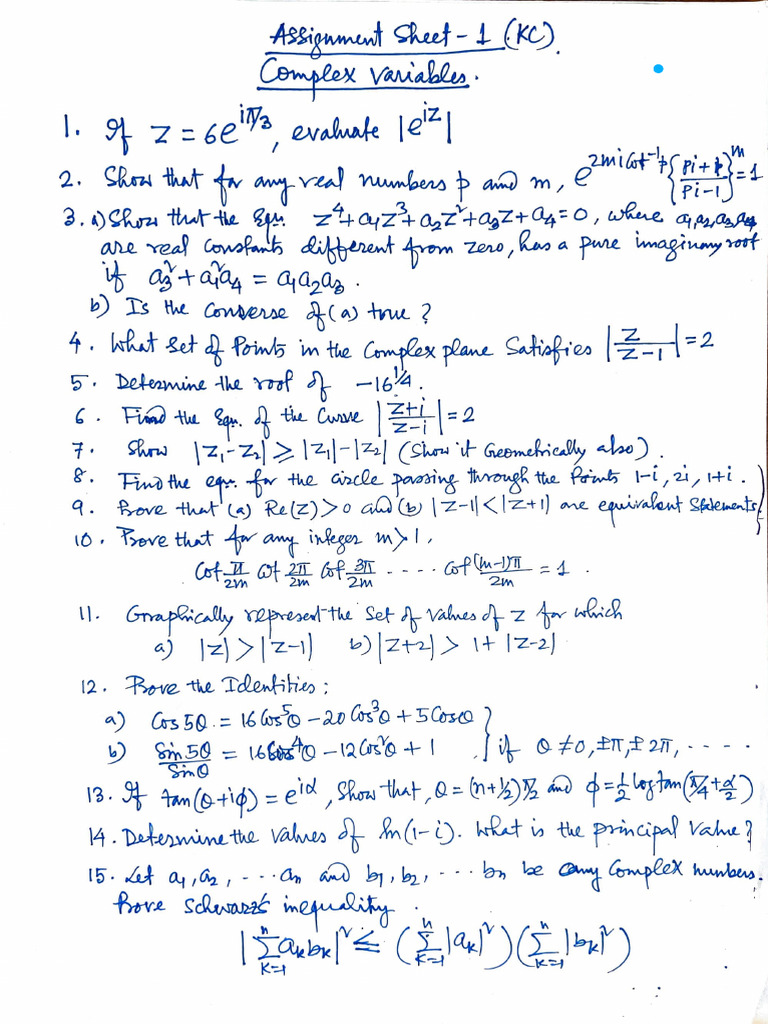 Edited - COMPLEX ANALYSIS ASSIGNMENTS | PDF