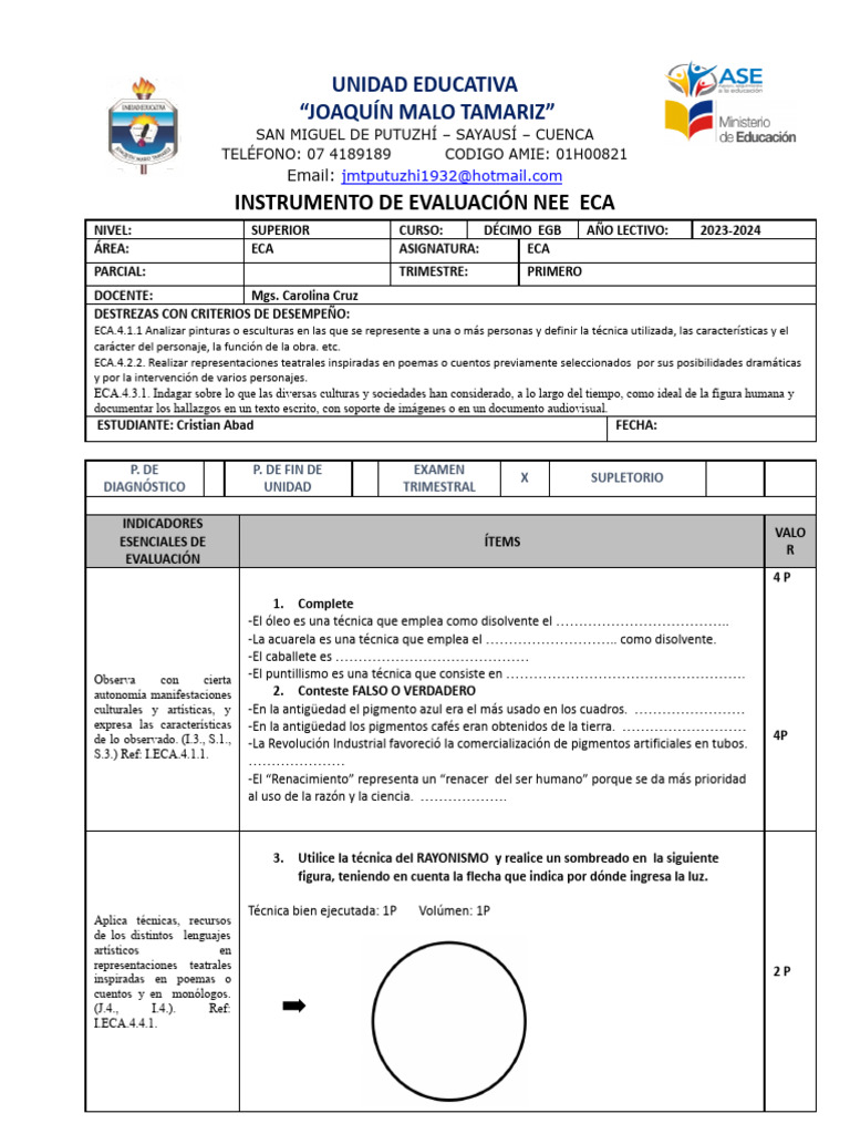 Cristian 10mo Eca Ev Seg Trim | PDF