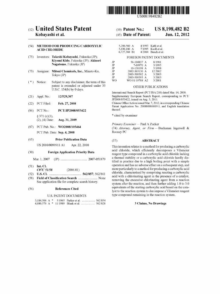 ACCL MACL Előállítás USA Patent | PDF | Acid | Chemical Reactions