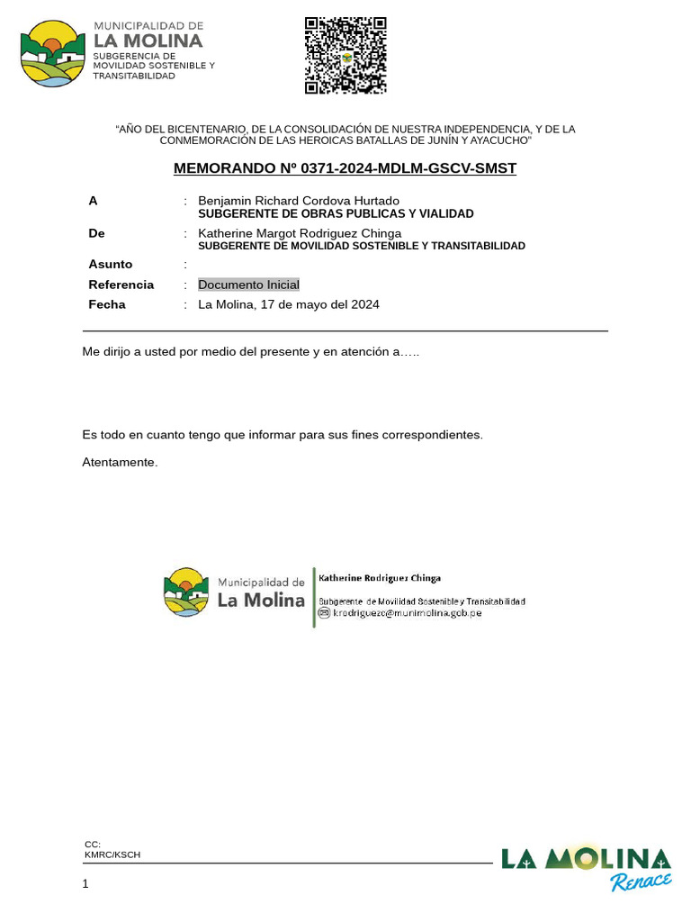 Memorando #0371-2024-MDLM-GSCV-SMST | PDF