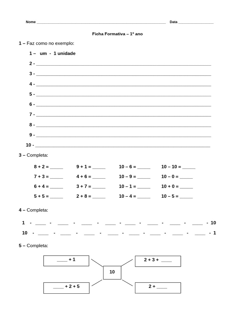 Ficha Formativa 1ano | PDF