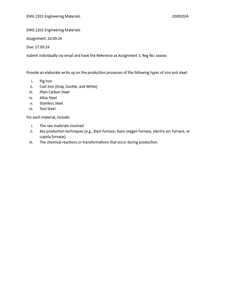 EMG 2201 - Assignment 1 - 200924 | PDF