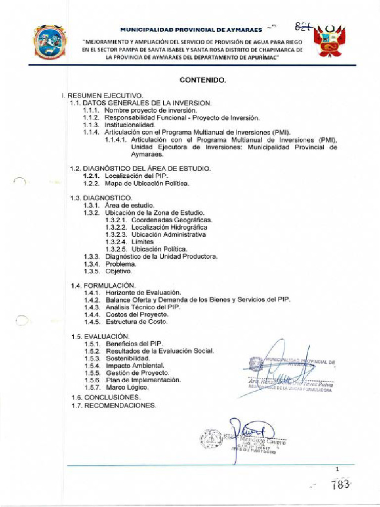 Resumen Ejecutivo de Preinversion. | PDF