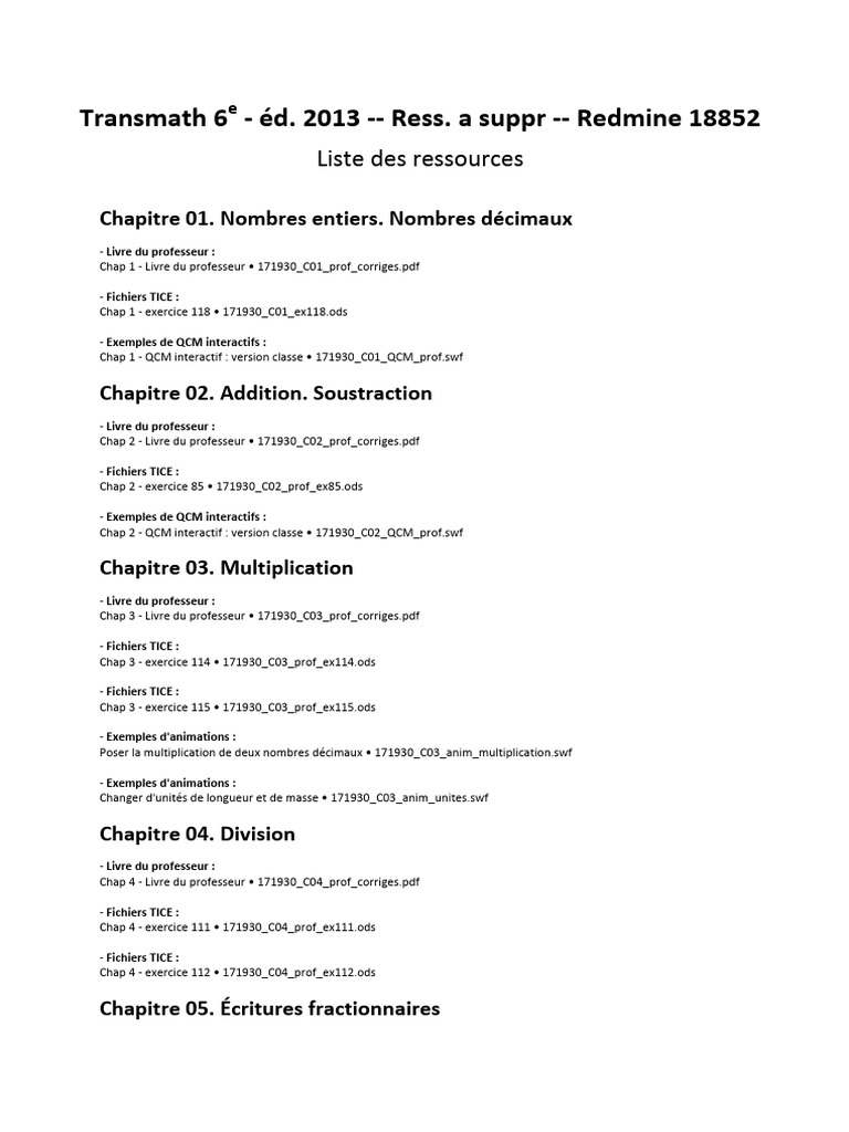 Ressources Mathématiques 6e Transmath | PDF | Mathématiques ...