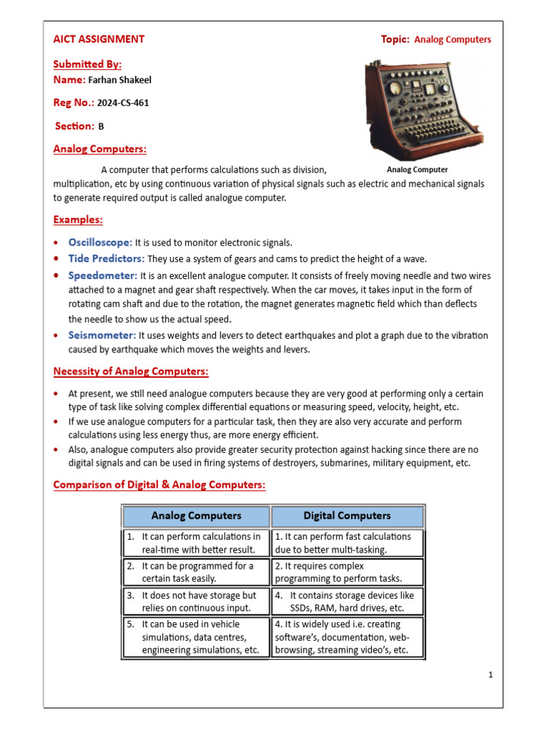 Understanding Analog Computers | PDF | Computer Data Storage | Electrical Engineering