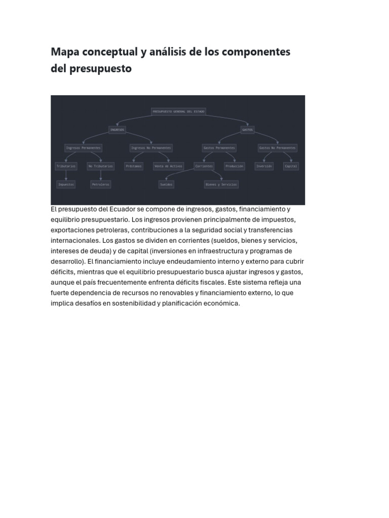 Mapa Conceptual y Análisis de Los Componentes Del Presupuesto | PDF