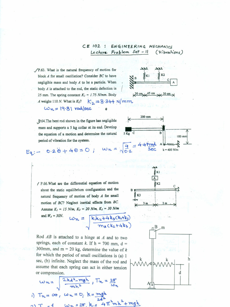 PE-SolnKey | PDF | Oscillation | Physics