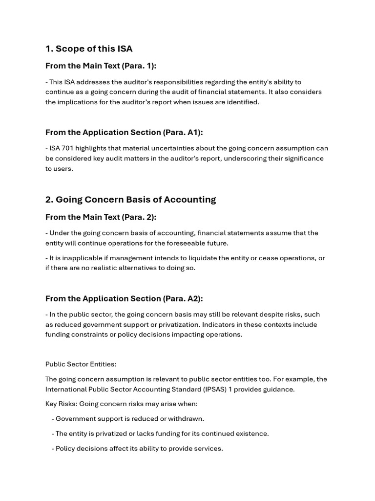 A Unique Summary of ISA 570 by ChatGPT | PDF | Going Concern | Audit