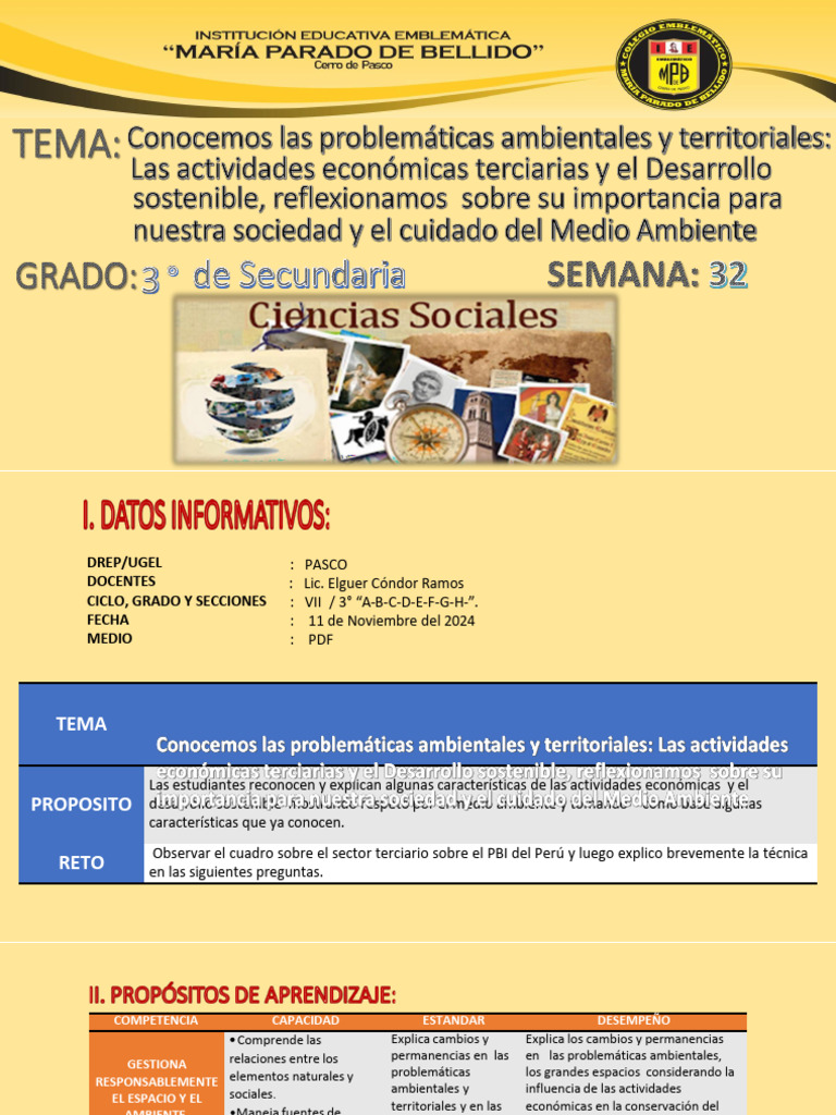 Actividades Economicas Terciarias - 3ro CC - Ss. - 2024-1 | PDF | Sustentabilidad | Desarrollo ...