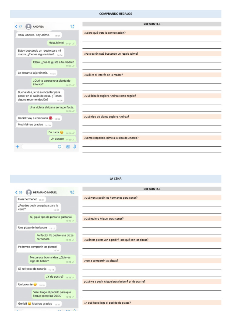 Comprension Lectora Conversaciones | PDF