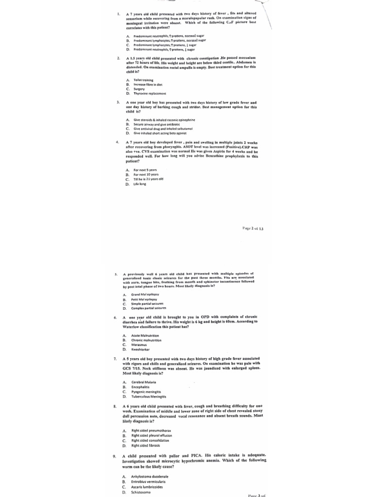 Paeds. Batch D. | PDF