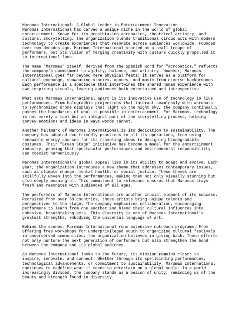 Maromas International | PDF | Entertainment