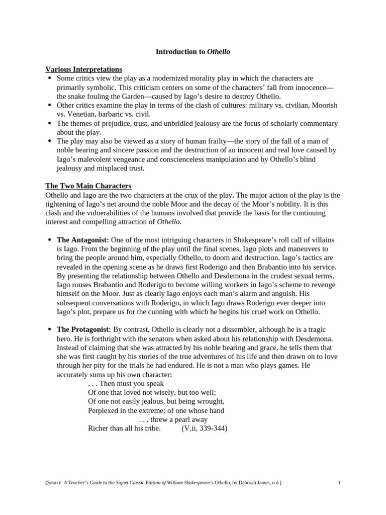 5 Introduction To Othello | PDF | Othello | Iago