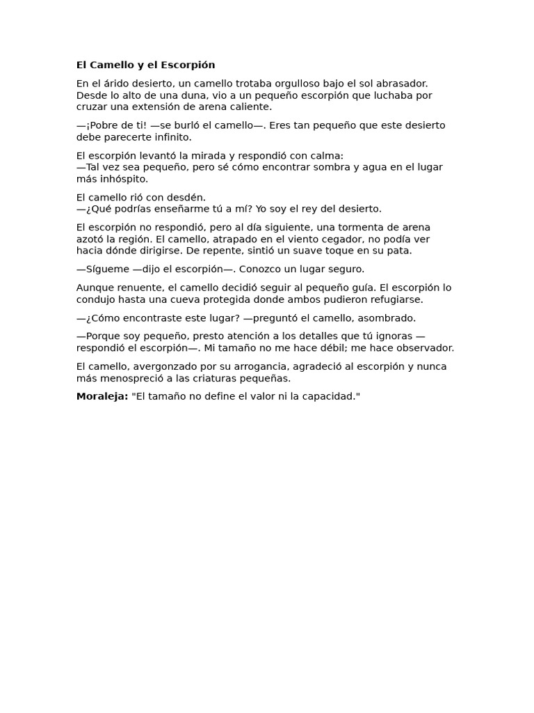 La lección del camello y el escorpión | PDF