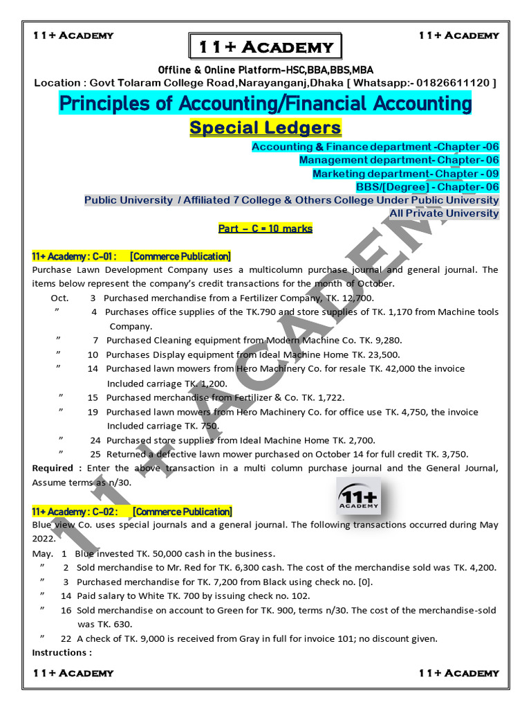 Special Ledgers Lecture Sheet | PDF | Accounts Payable | Receipt