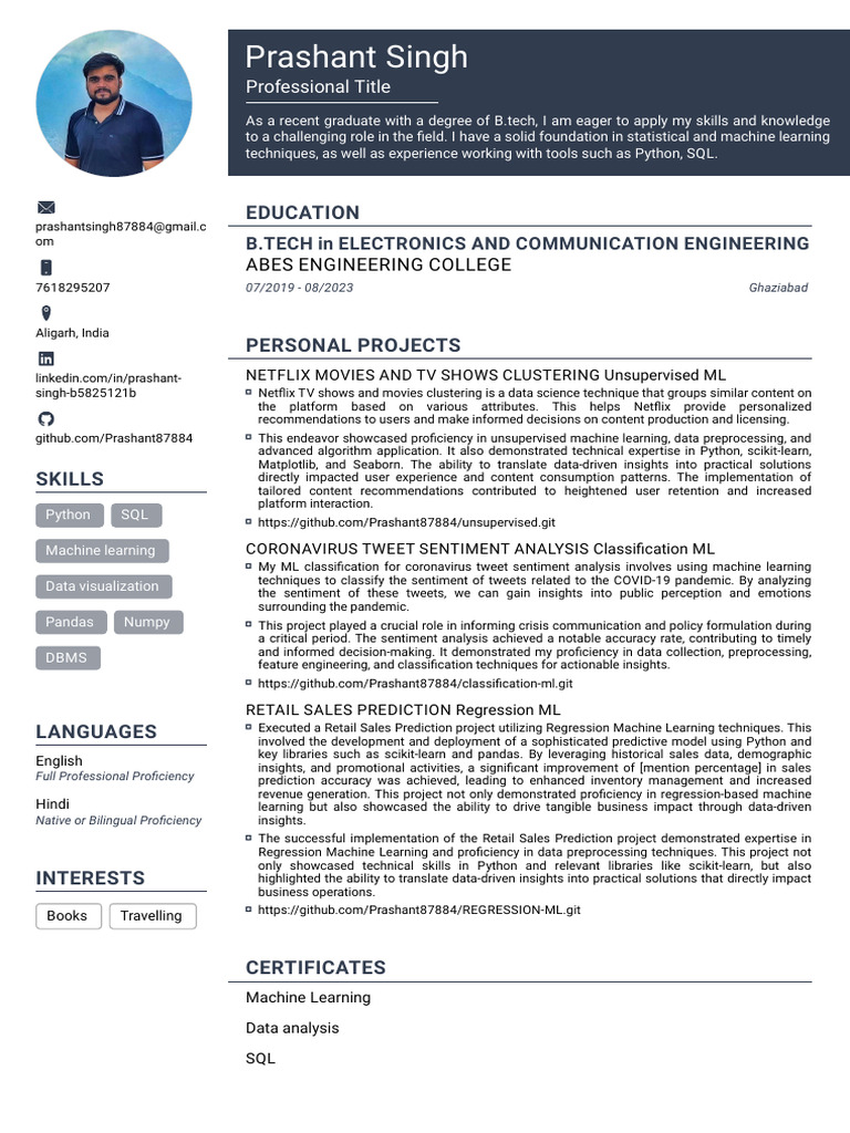 Prashant's Resume | PDF | Machine Learning | Cognitive Science
