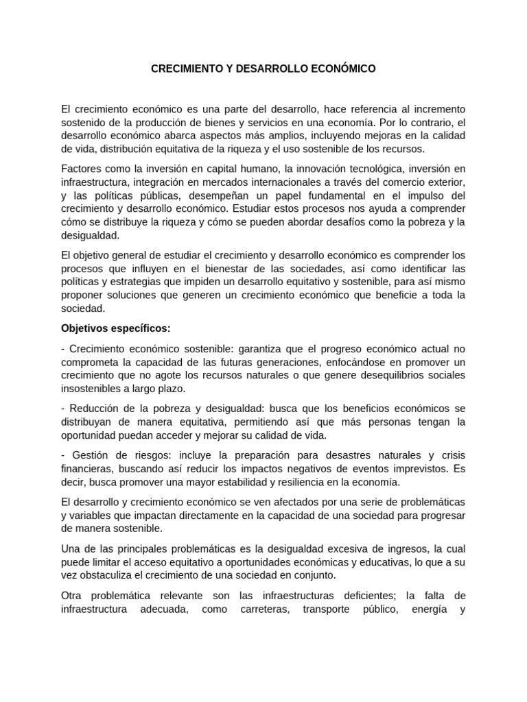 Crecimiento y Desarrollo Económico Sostenible | PDF | Crecimiento ...