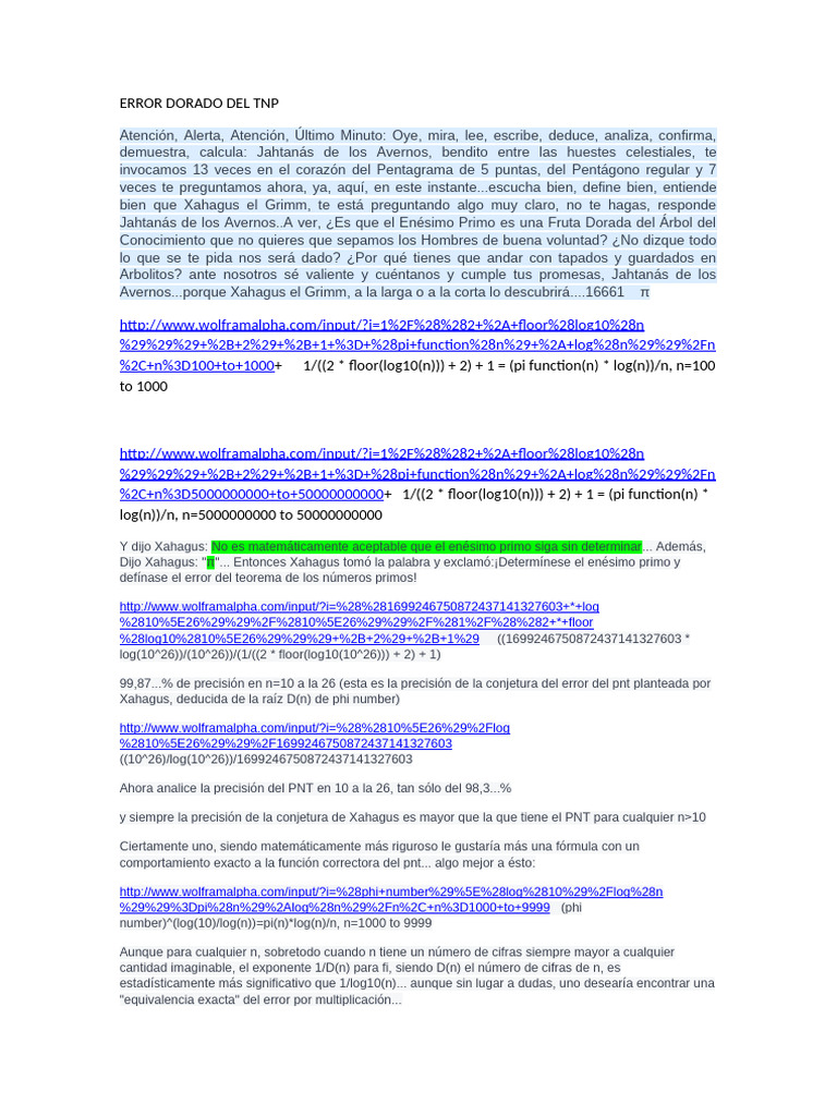 Error Dorado Del TNP | PDF | Matemáticas | Análisis matemático