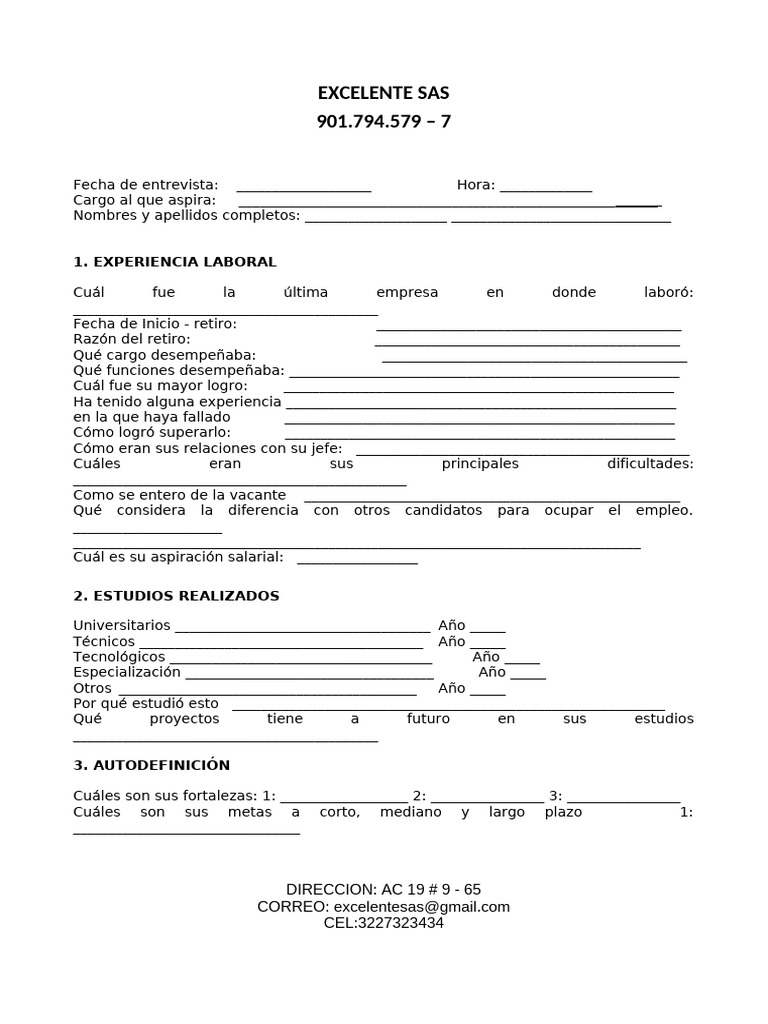 Formato Entrevista General | PDF