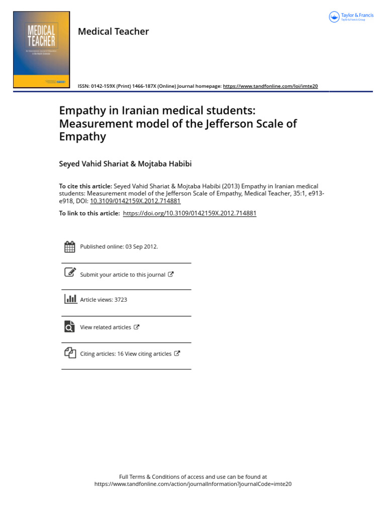 Empathy in The Jefferson Scale of Empathy | PDF | Normal Distribution | Cronbach's Alpha
