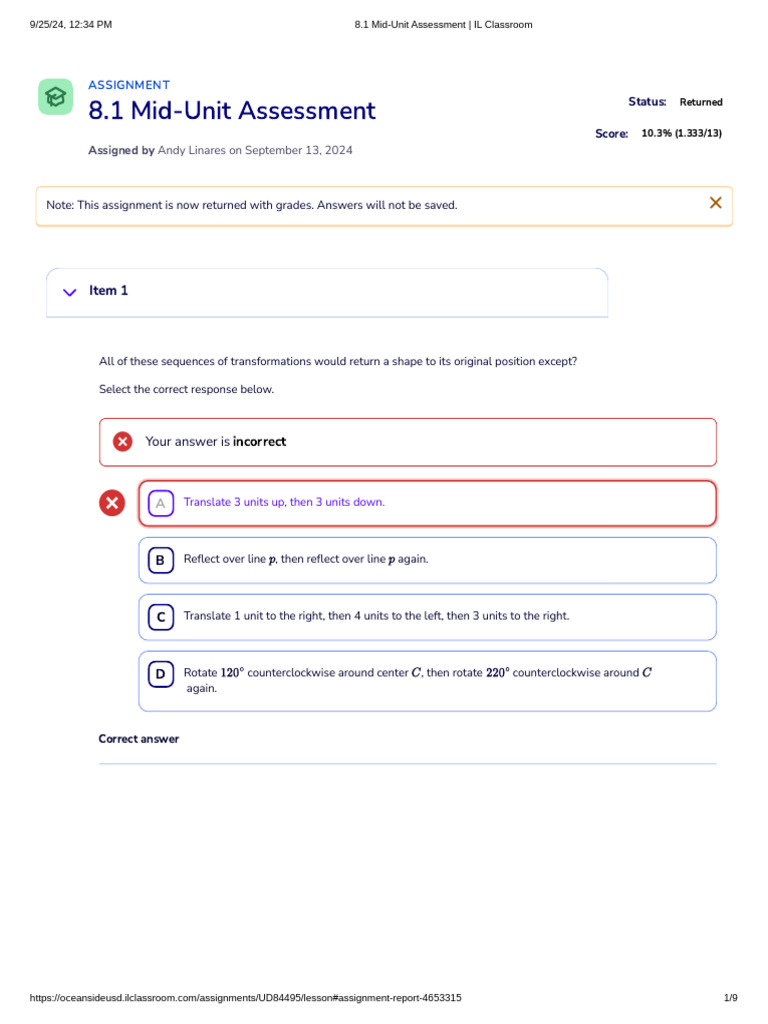 8.1 Mid-Unit Assessment - IL Classroom | PDF | Angle | Rotation