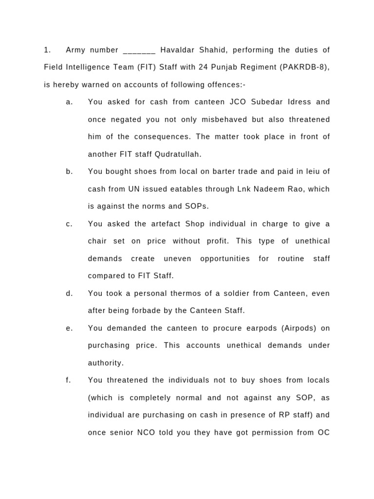 Misconduct Warning for FIT Staff | PDF